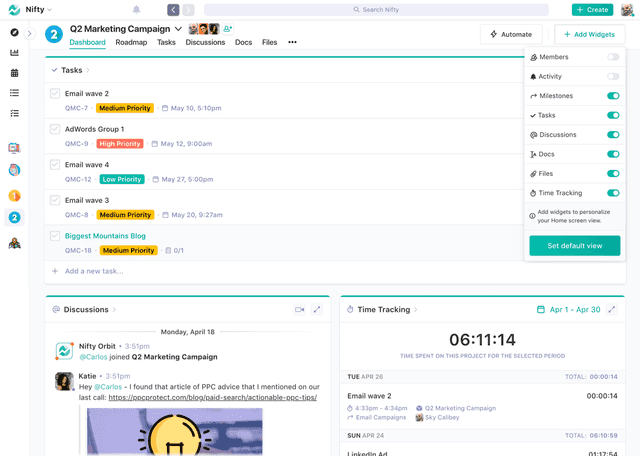 Nifty Project Home Screen